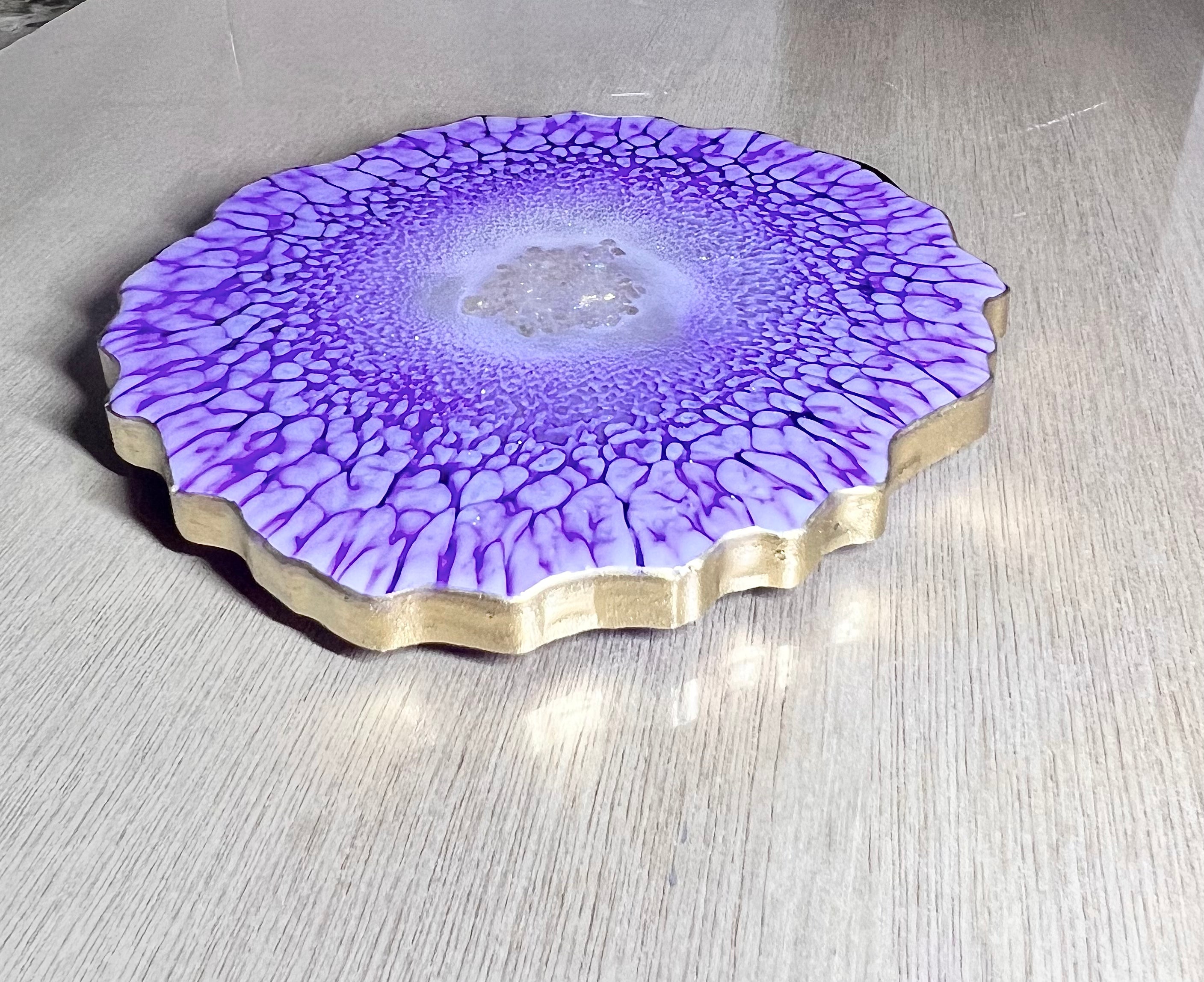 Individual (1 ea) Purple Agate-Shaped Casted Resin Coaster